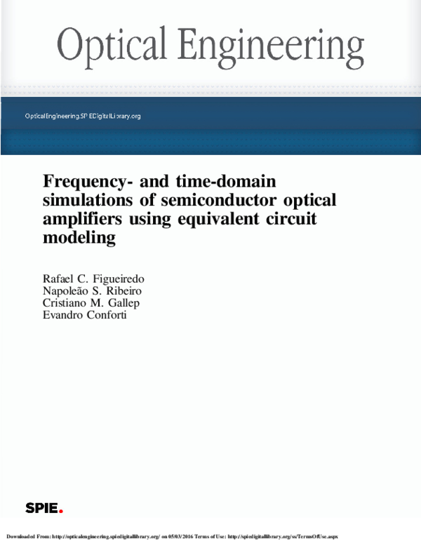 (PDF) Frequency- and time-domain simulations of semiconductor optical amplifiers using ...