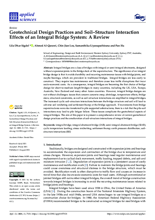 (PDF) Geotechnical Design Practices and Soil–Structure Interaction Effects of an Integral Bridge ...