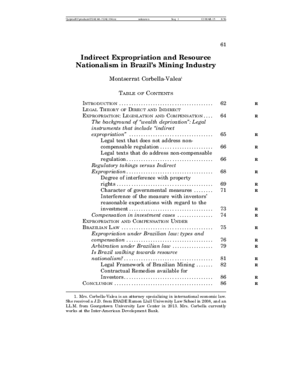 (PDF) Indirect Expropriation and Resource Nationalism in Brazil’s ...
