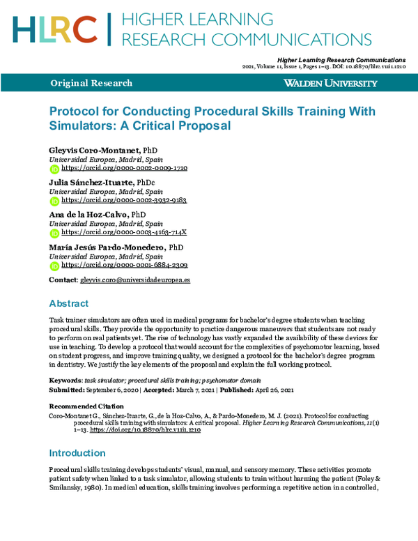 (PDF) Protocol for Conducting Procedural Skills Training With ...
