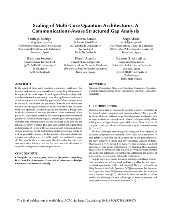 Pdf Scaling Of Multi Core Quantum Architectures A Communications Aware Structured Gap Analysis