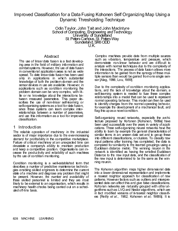 (PDF) Improved classification for a data fusing Kohonen self organizing map using a dynamic ...