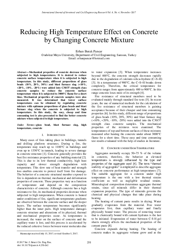 (PDF) Reducing High Temperature Effect on Concrete by Changing Concrete ...