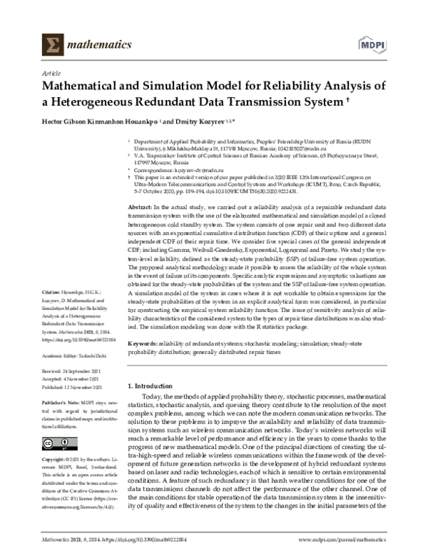 (PDF) Mathematical and Simulation Model for Reliability Analysis of a ...