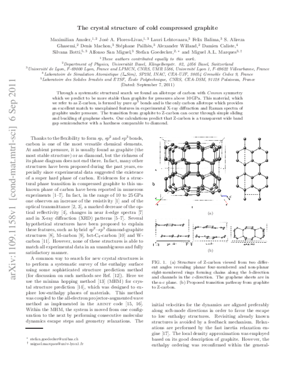 (PDF) Crystal Structure of Cold Compressed Graphite
