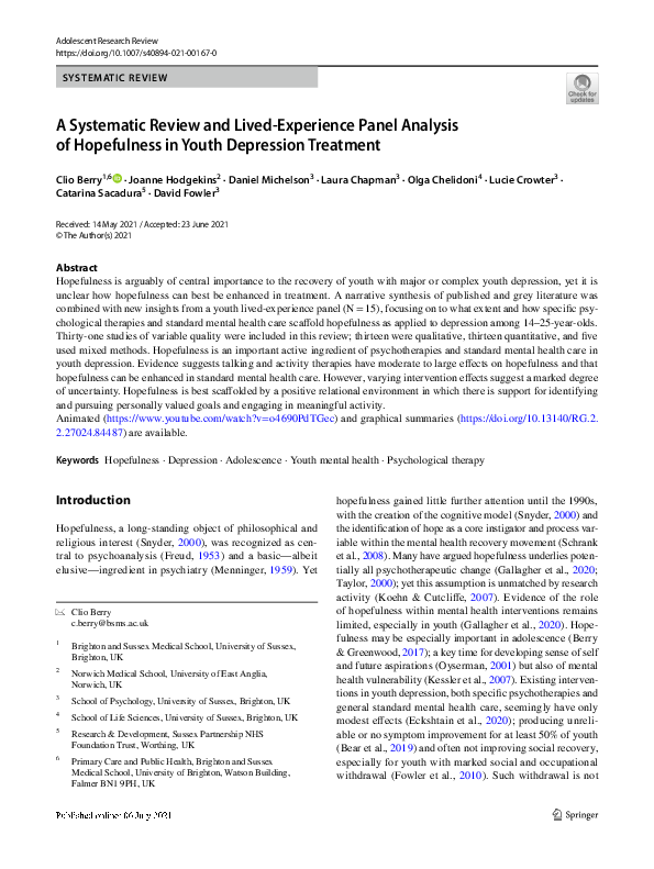 (PDF) A Systematic Review and Lived-Experience Panel Analysis of ...