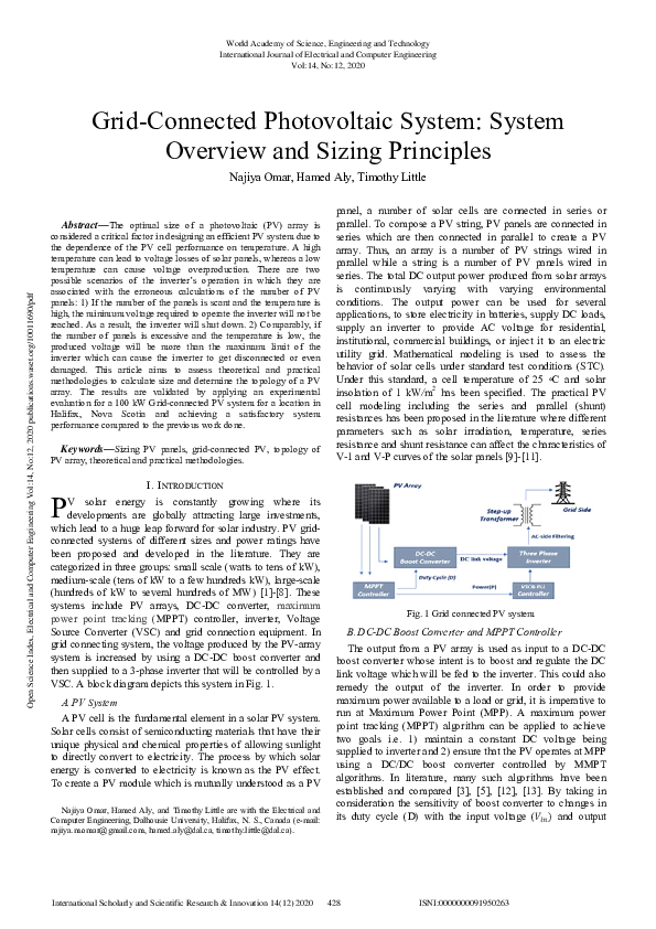 (PDF) Grid-Connected Photovoltaic System: System Overview and Sizing Principles