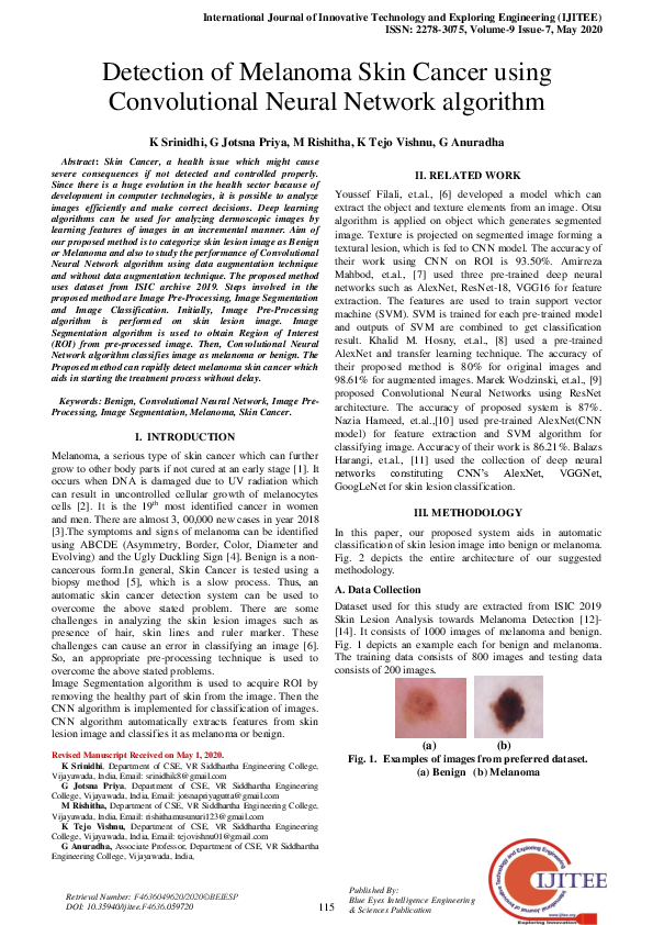 (PDF) Detection of Melanoma Skin Cancer using Convolutional Neural ...