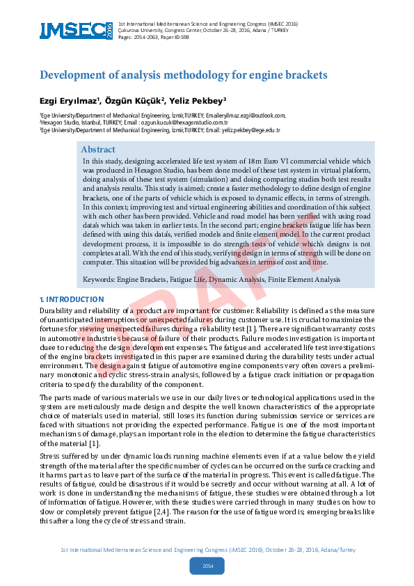 (PDF) Development of analysis methodology for engine brackets