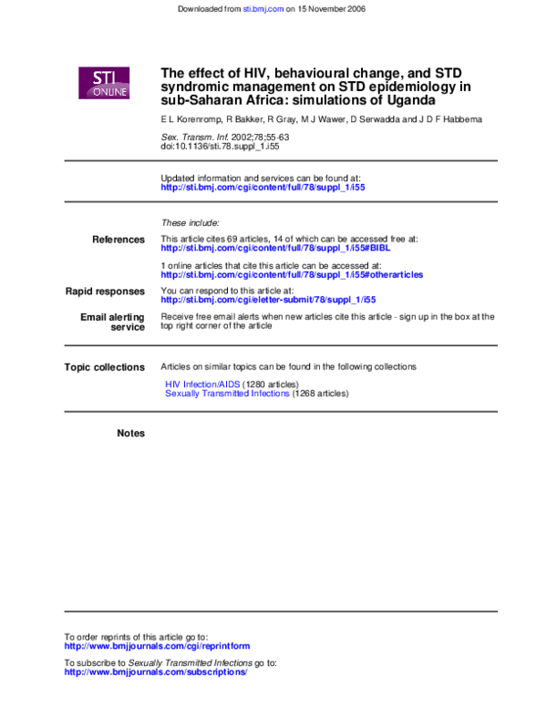 (PDF) The effect of HIV, behavioural change, and STD syndromic ...