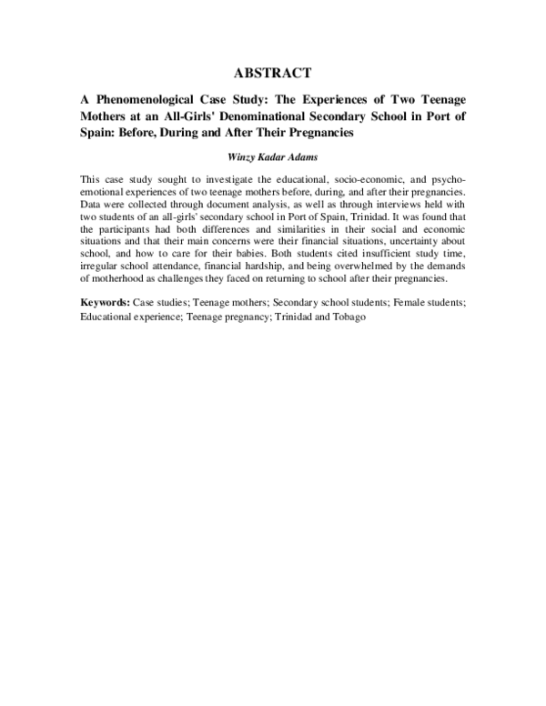(PDF) A phenomenological case study: The experiences of two teenage ...