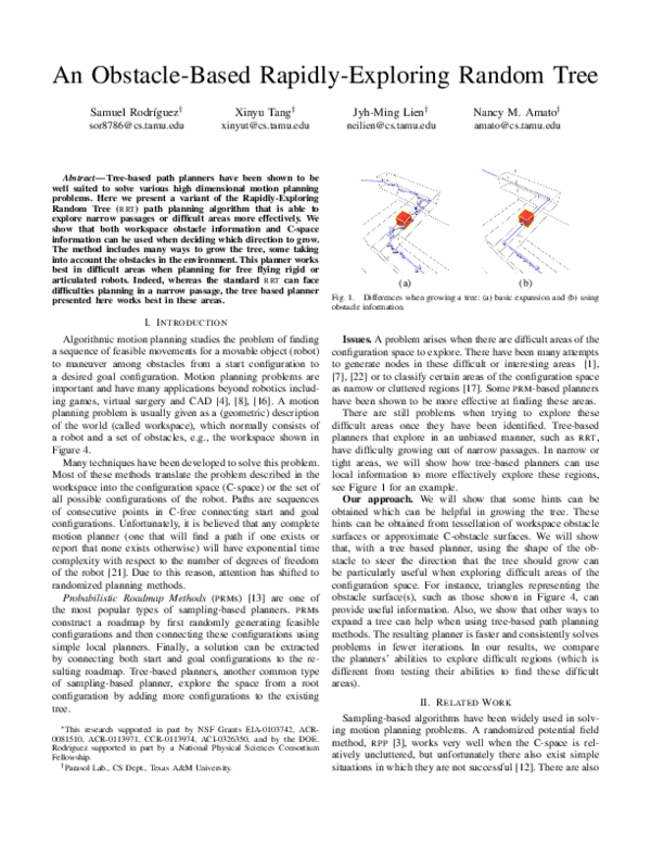 Pdf An Obstacle Based Rapidly Exploring Random Tree