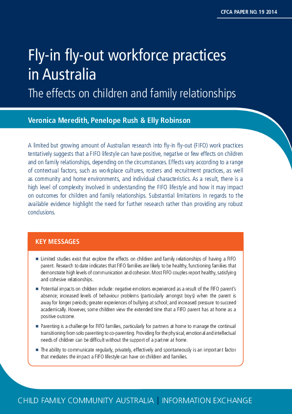 (PDF) Fly-in fly-out workforce practices in Australia: the effects on ...