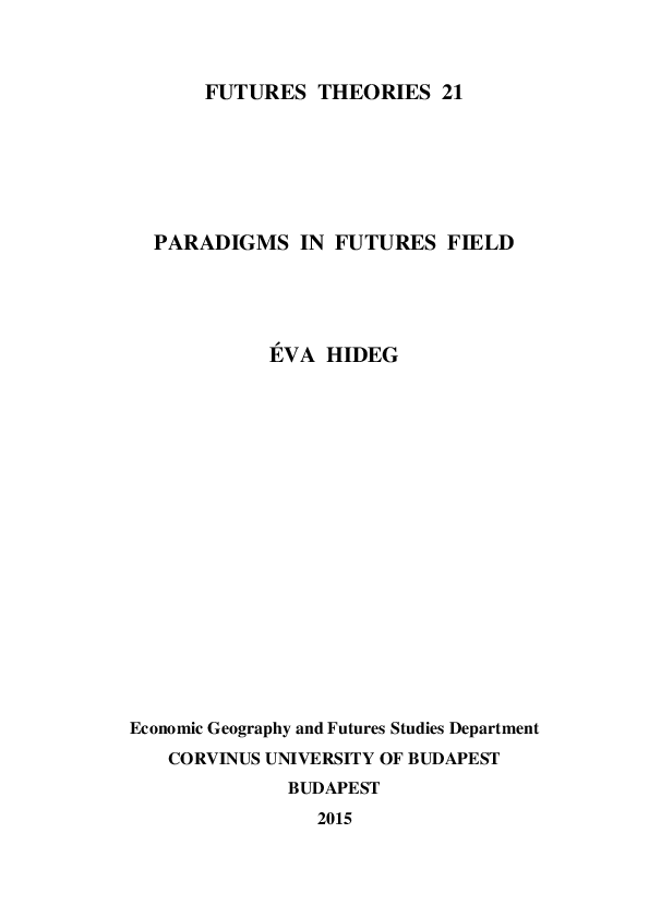 (PDF) FUTURES THEORIES 21 PARADIGMS IN FUTURES FIELD