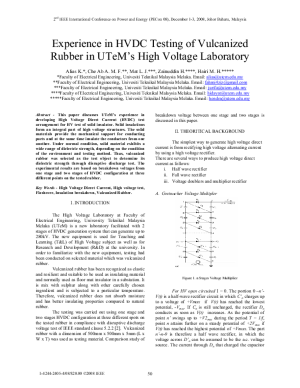 (PDF) Experience in HVDC testing of vulcanized rubber in UTeM’s high ...