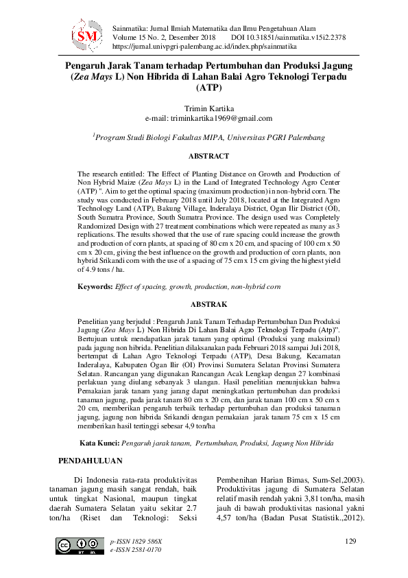 (PDF) PENGARUH JARAK TANAM TERHADAP PERTUMBUHAN DAN HASIL DUA VARIETAS TANAMAN KEDELAI(Glycine ...