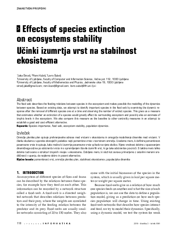 (PDF) Effects of species extinction on ecosystems stability