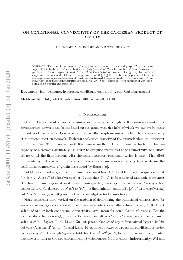 (PDF) On conditional connectivity of the Cartesian product of cycles ...