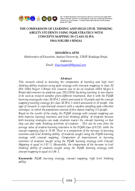 (PDF) The Comparison of Learning and High Level Thinking Ability ...