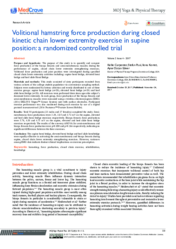 (PDF) Volitional Hamstring Force Production During Closed Kinetic Chain ...
