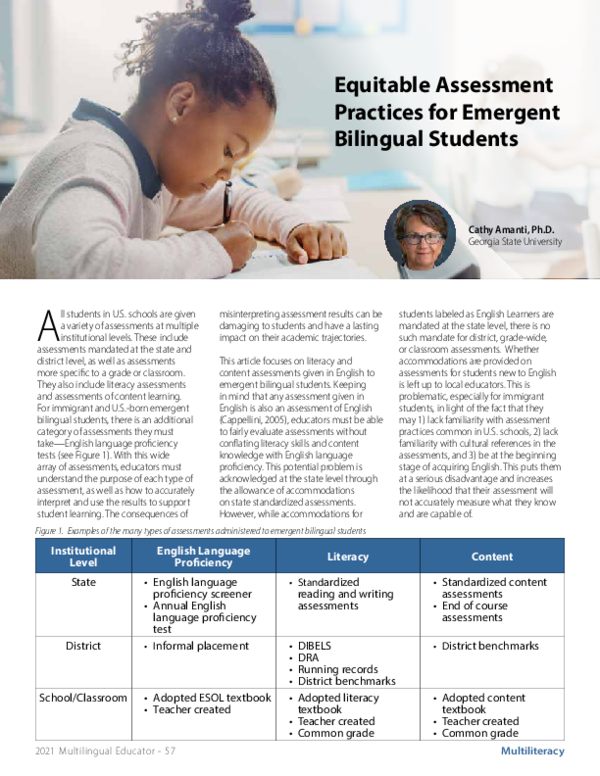 (PDF) Equitable Assessment Practices for Emergent Bilingual Students