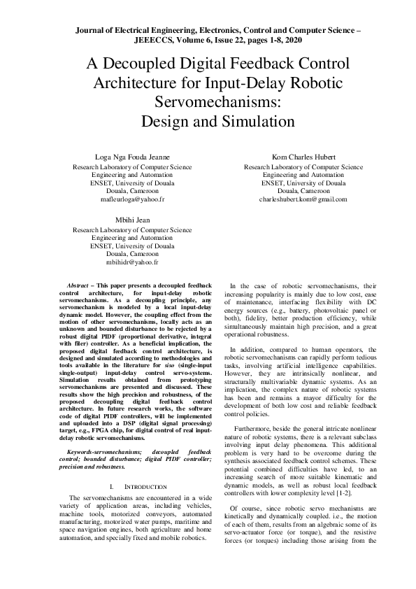 (PDF) A Decoupled Digital Feedback Control Architecture for Input-Delay ...