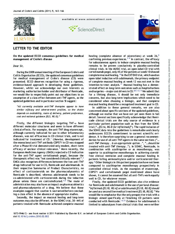(PDF) On the updated ECCO consensus guidelines for medical management ...