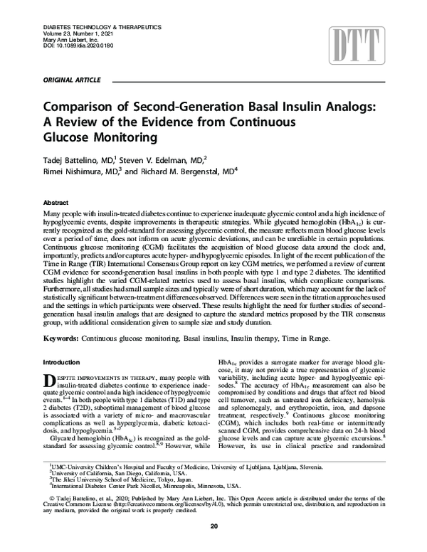 (PDF) Comparison of Second-Generation Basal Insulin Analogs: A Review ...
