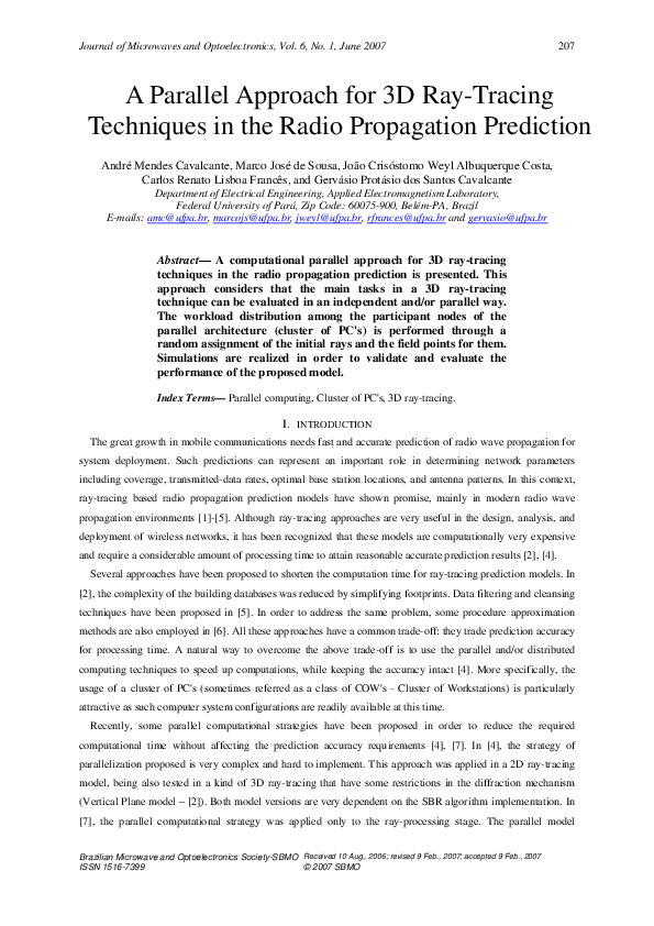 Pdf A Parallel Approach For 3d Ray Tracing Techniques In The Radio Propagation Prediction