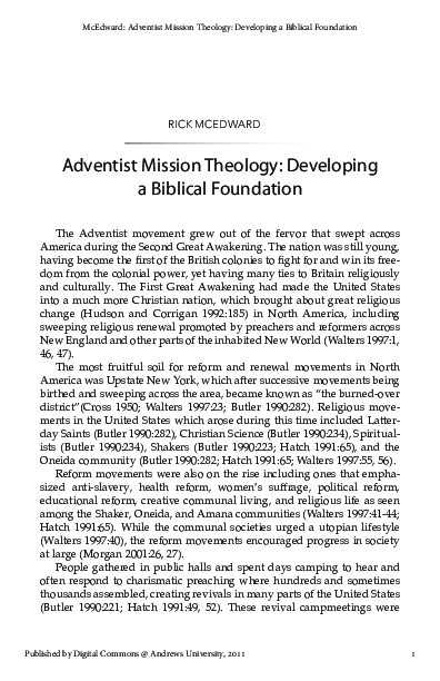 (PDF) Adventist Mission Theology: Developing a Biblical Foundation