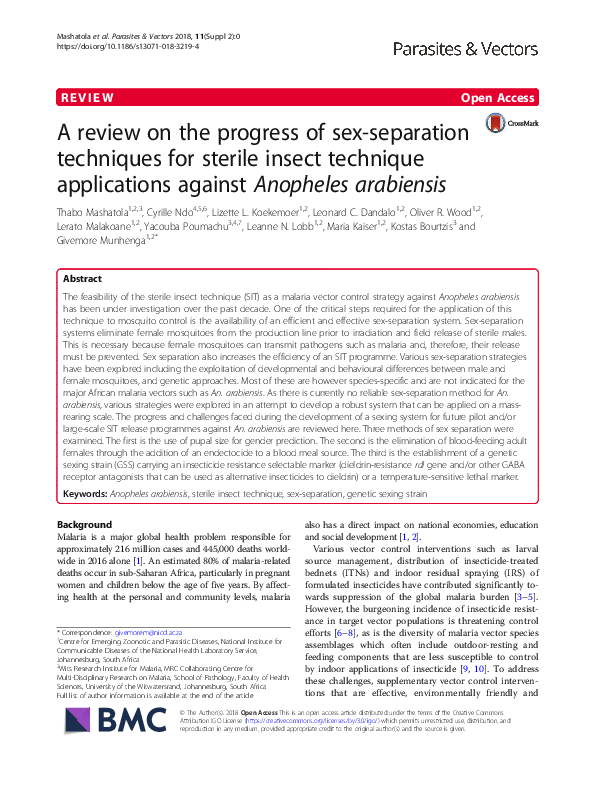 Pdf A Review On The Progress Of Sex Separation Techniques For Sterile