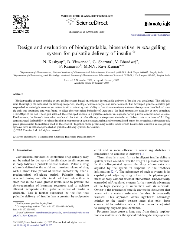 (PDF) Design and evaluation of biodegradable, biosensitive in situ ...