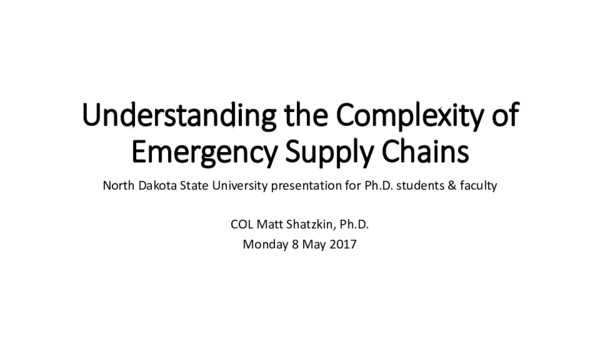 (PDF) Understanding the Complexity of Emergency Supply Chains | Matt ...