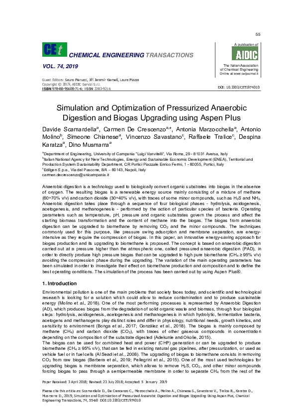 (PDF) Simulation and optimization of pressurized anaerobic digestion and biogas upgrading using ...