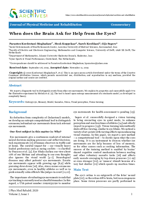 (PDF) When does the Brain Ask for Help from the Eyes?