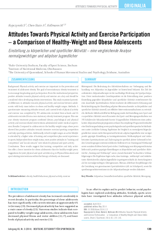 (PDF) Attitudes towards physical activity and exercise participation ...