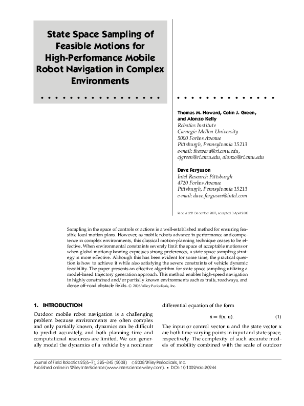 (PDF) State space sampling of feasible motions for high-performance ...