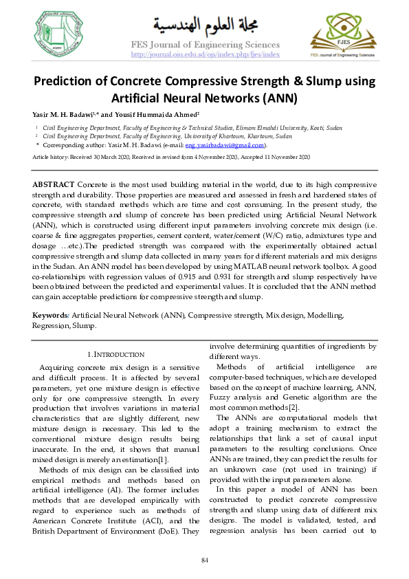 (PDF) Prediction of Concrete Compressive Strength & Slump using Artificial Neural Networks (ANN ...