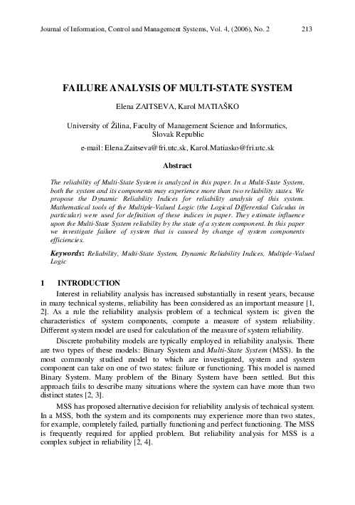 (PDF) Failure Analysis of Multi-State System