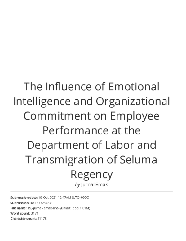 (PDF) The Influence of Emotional Intelligence and Organizational ...