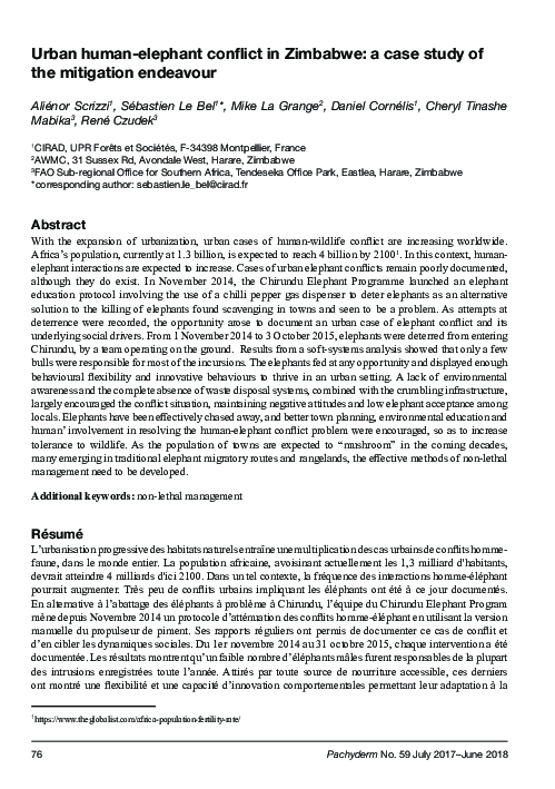(PDF) Urban human-elephant conflict in Zimbabwe: A case study of the ...