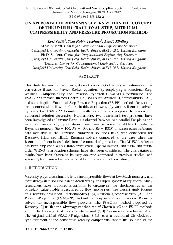 (PDF) On Approximate Riemann Solvers within the Concept of the Unified ...