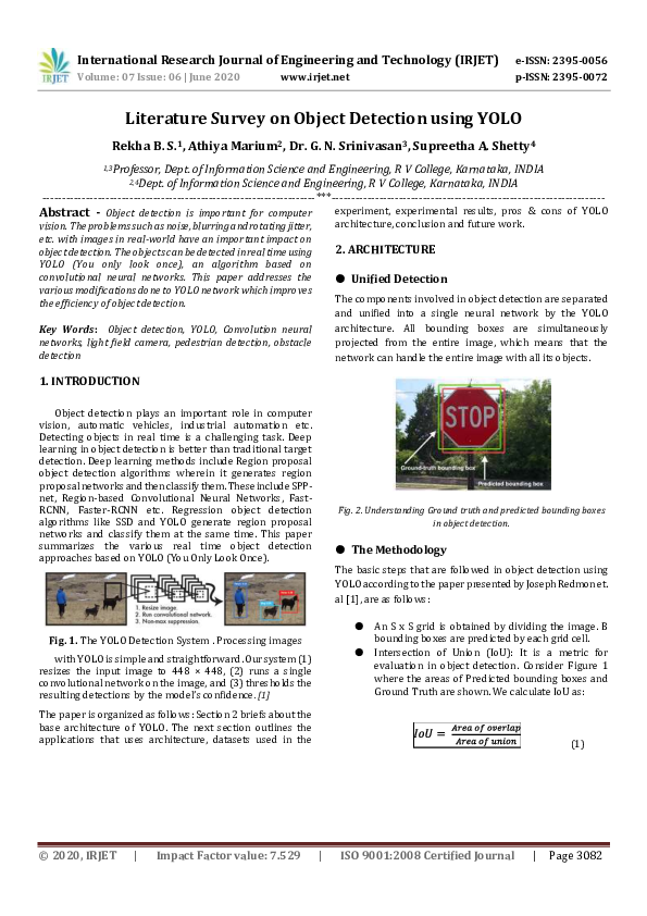 (PDF) Literature Survey on Object Detection using YOLO