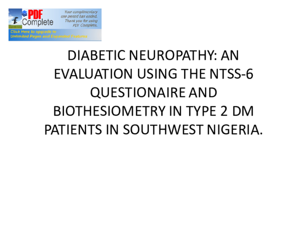 (PDF) Diabetic neuropathy: an evaluation using the ntss-6 questionnaire ...