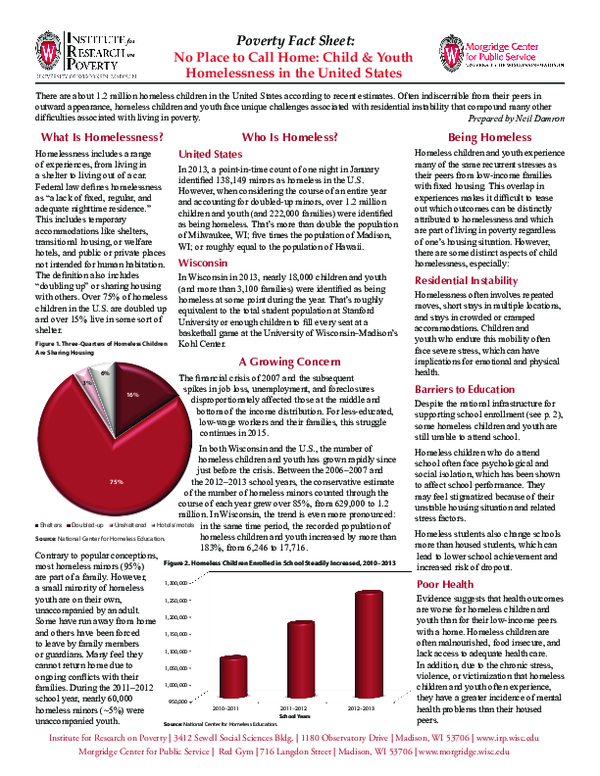 (PDF) No Place to Call Home: Child & Youth Homelessness in the United ...