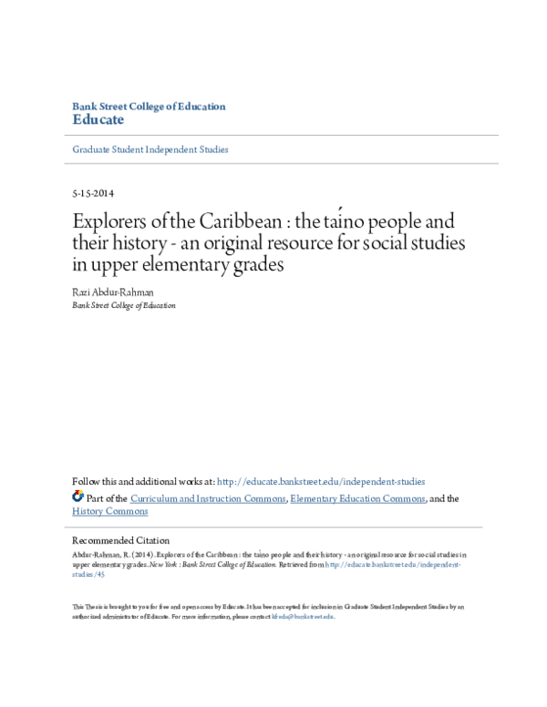 (PDF) Explorers of the Caribbean : the taíno people and their history ...