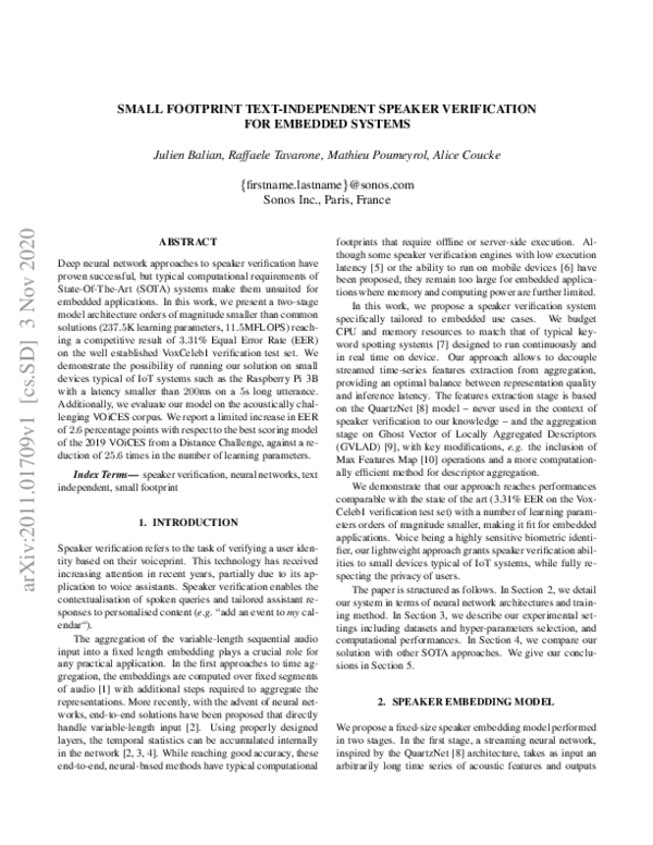 (PDF) Small Footprint Text-Independent Speaker Verification For ...