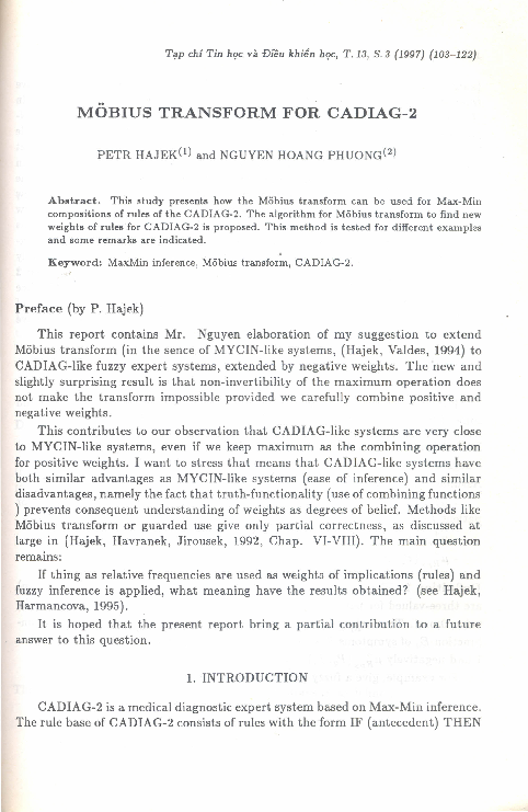 (PDF) Mobius Transform for CADIAG-2