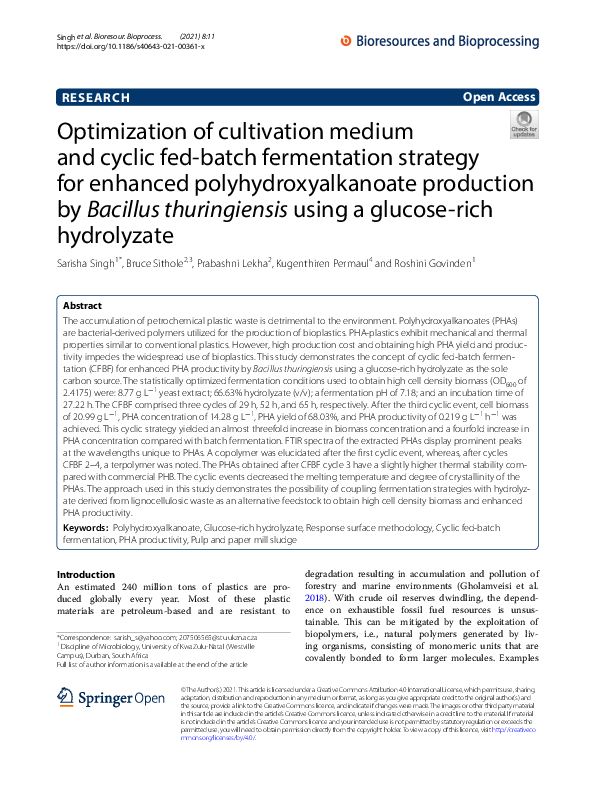 (PDF) Optimization of cultivation medium and cyclic fed-batch ...
