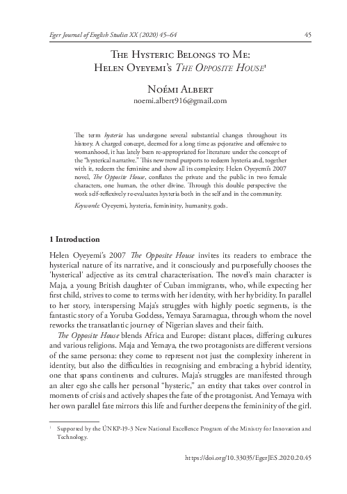 (PDF) The Hysteric Belongs to Me: Helen Oyeyemi’s The Opposite House